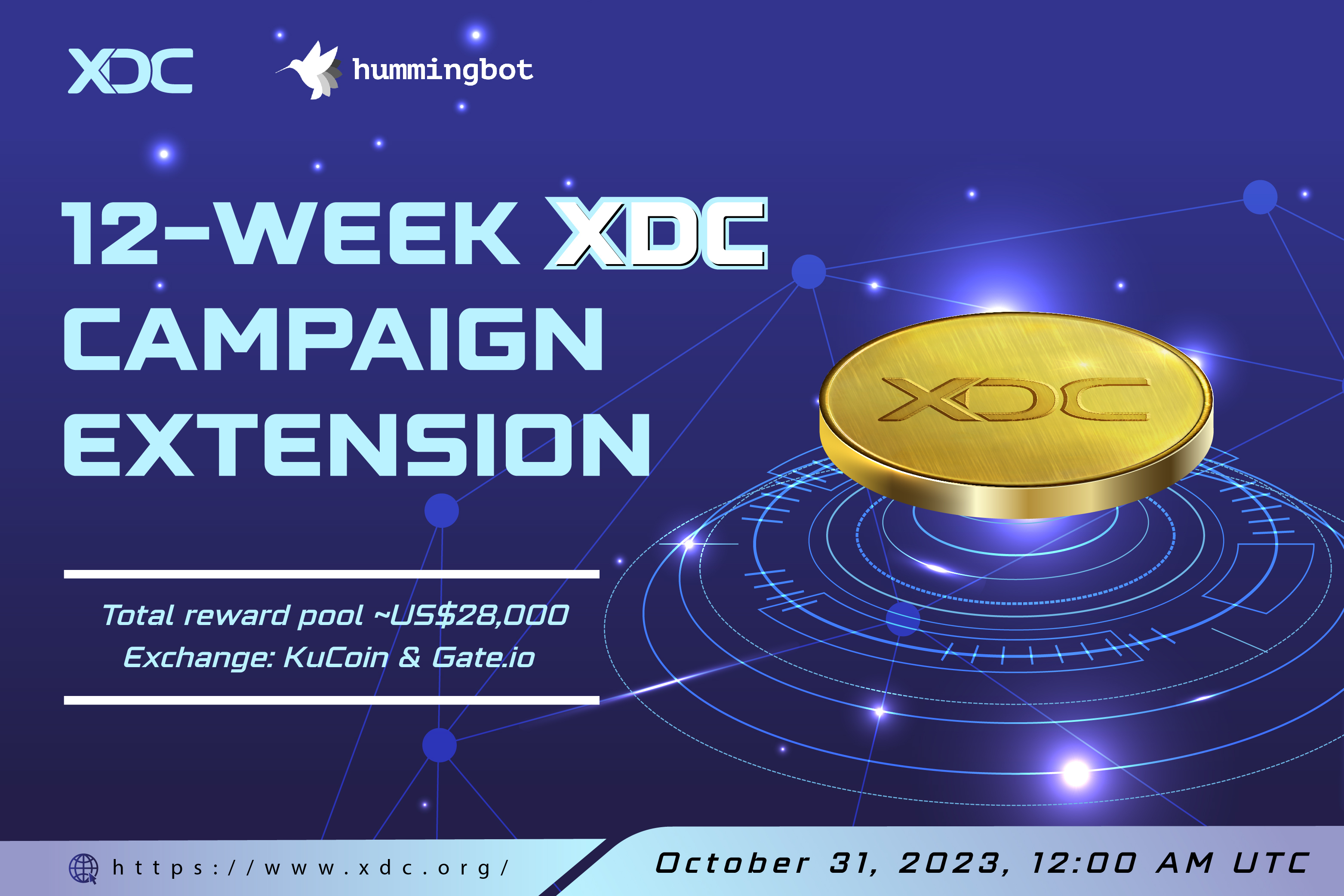 12-week extension for XDC on KuCoin & Gate.io!!
